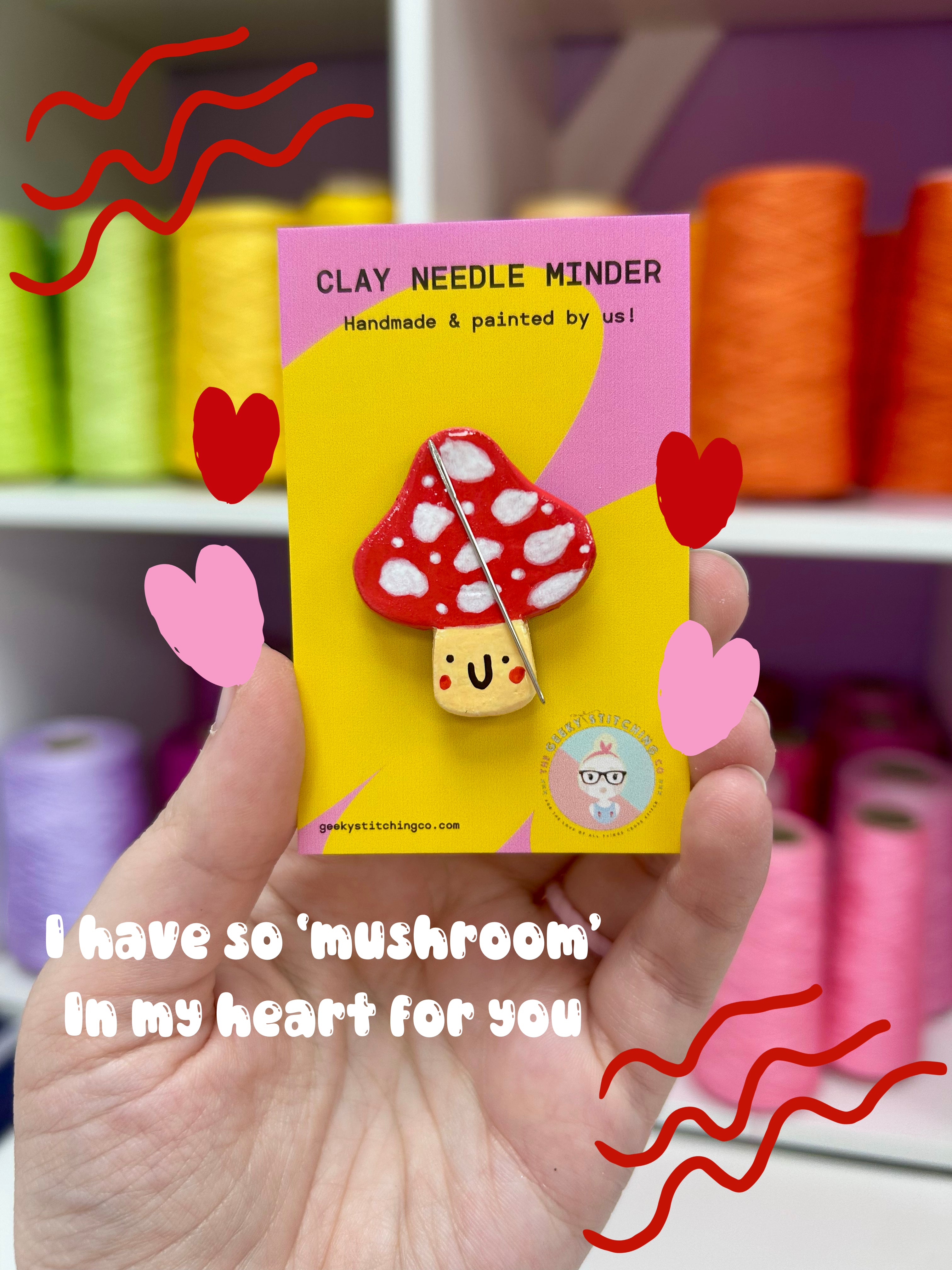 Handmade Clay needle Minder (Mushroom) – The Geeky Stitching Co