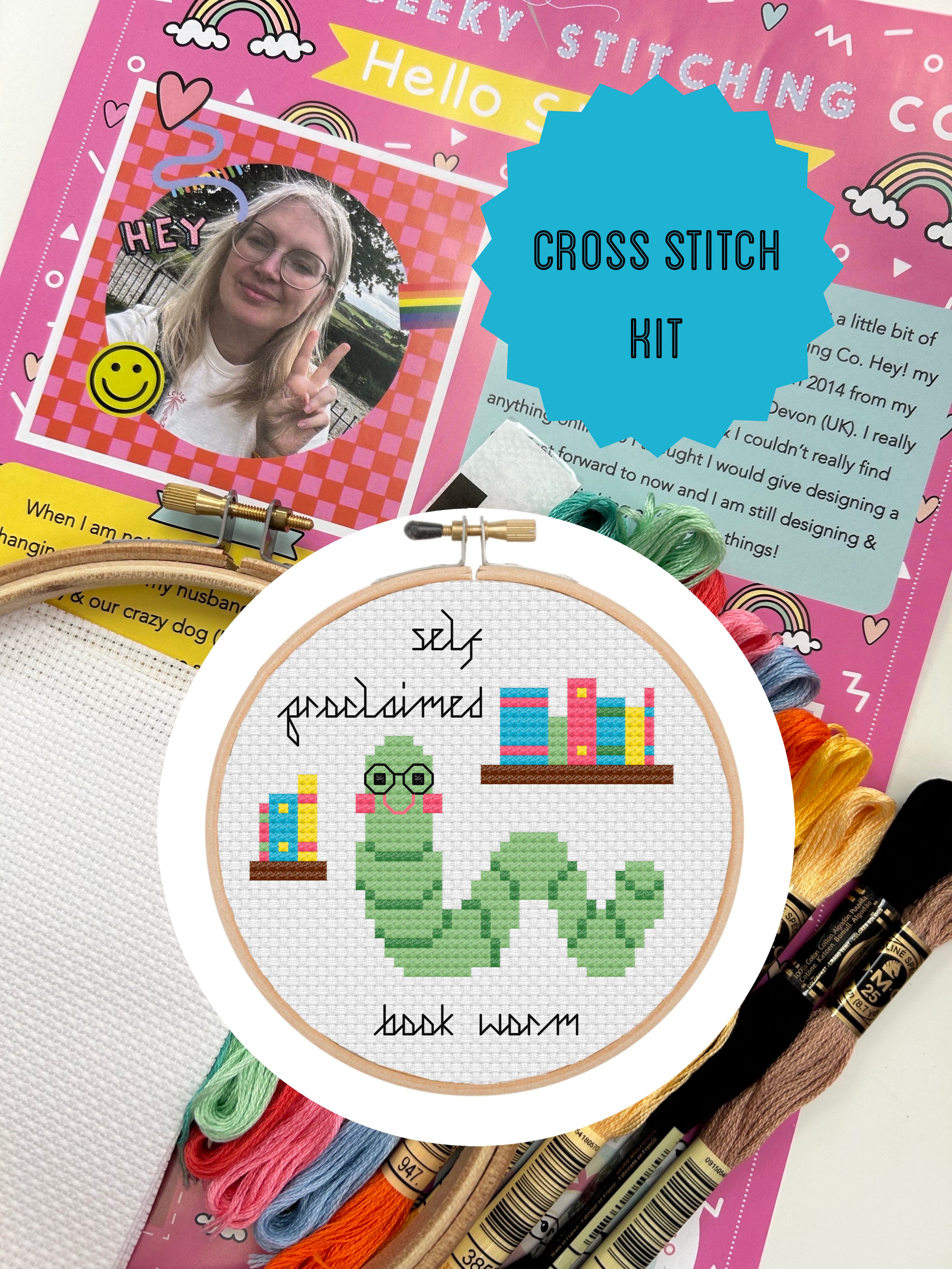 Self proclaimed book worm - *Cross Stitch Kit* – The Geeky Stitching Co